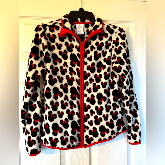 Disney | Jackets & Coats | Disney Fleece Minnie Mouse Pattern Jacket ...